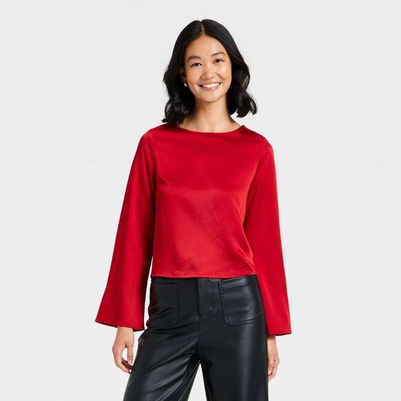 a new day | Tops | A New Day Womens Long Sleeve Satin Blouse A New Day ...